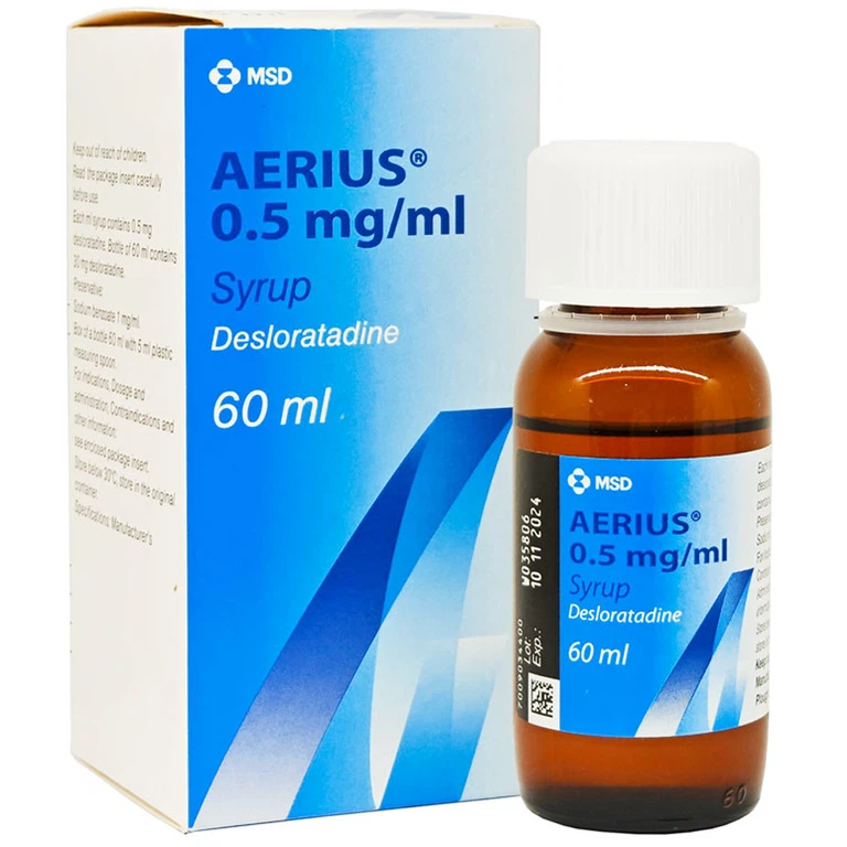 Siro Aerius 60ml Organon giảm viêm mũi dị ứng, sung huyết mũi, ngứa ...