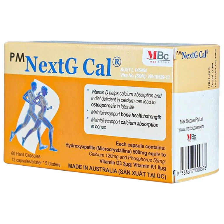 Thuốc PM NextG Cal Probiotec bổ sung canxi, trị loãng xương (5 vỉ x 12 ...